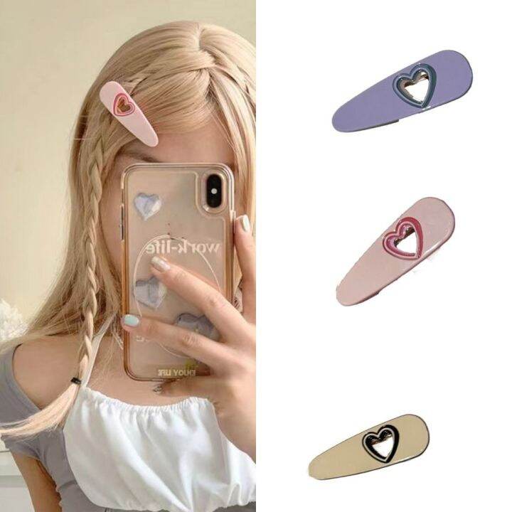 Y2k โปร่งคลิปติดผมรูปหัวใจความรักแบบกรดอะเซติก FGSDF กิ๊บผมปาร์ตี้กิ๊บ ...