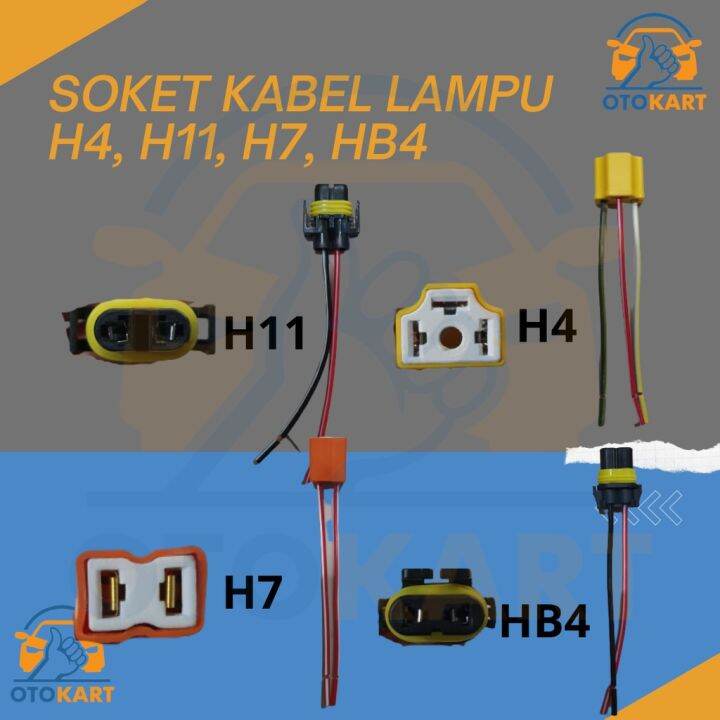 SOKET KABEL LAMPU MOBIL H4 H7 H11 HB4 / SOCKET SEAL BEAM BOHLAM LAMPU UTAMA MOBIL / SOKET LAMPU ...