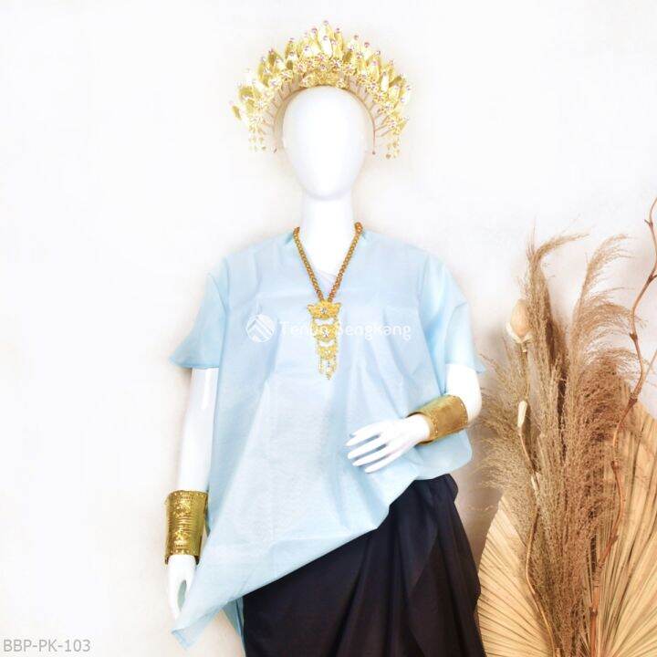 Baju Bodo Adat Bugis Makassar Dewasa Polos Tokko Lengan Pendek Biru ...