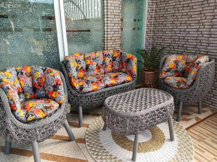 Satu set Kursi,Sofa,Meja Ruang tamu rotan/sofa model anyaman brekele ...