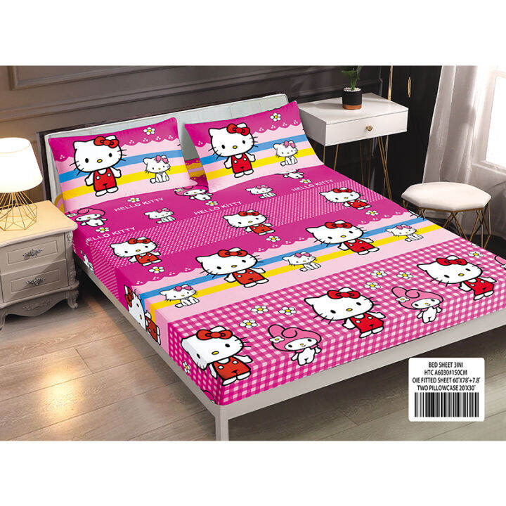 hello kitty design 3 in 1 Cotton Bedsheet Single Queen Size Bed Sheet 2 ...