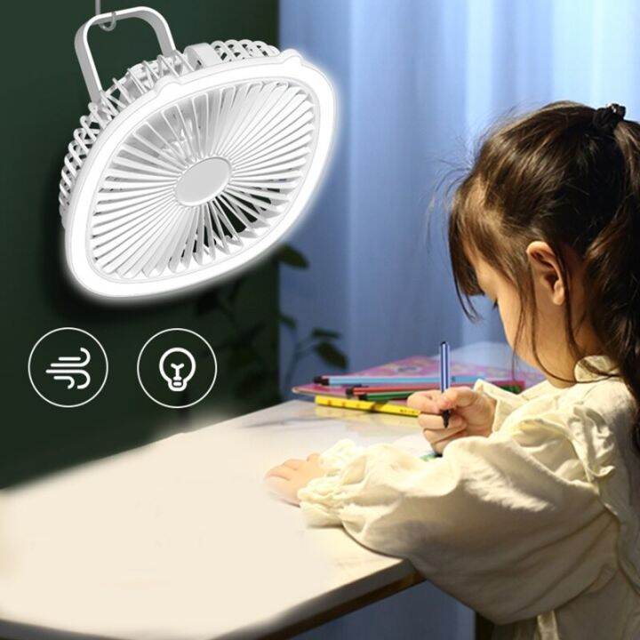 Mememall Wall Table Fan Kipas USB Rechargeable Soft Light Wall Mount ...