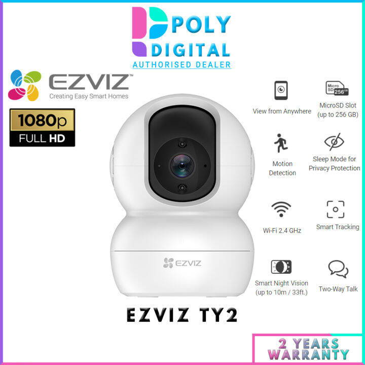 EZVIZ TY2 Smart Wi-Fi Pan & Tilt Camera Full HD 1080P Two Way Talk ...