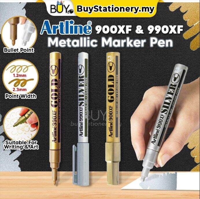 Artline 900 990XF Metallic Permanent Paint Marker Warna Emas Pen Gold ...
