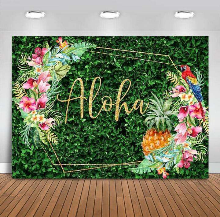 Aloha Birthday Backdrop Tropical Luau Baby Shower Party Decoration ...