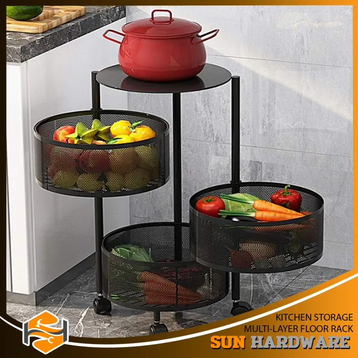 SUN HARDWARE Circular Rotating Rack Kitchen Vegetable Rack Floor Multi ...