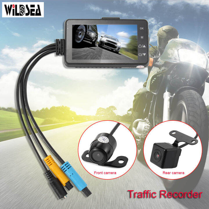 Wildsea Motorcycle Camera Recorder DVR Waterproof Lens Dash Cam 3 inch ...