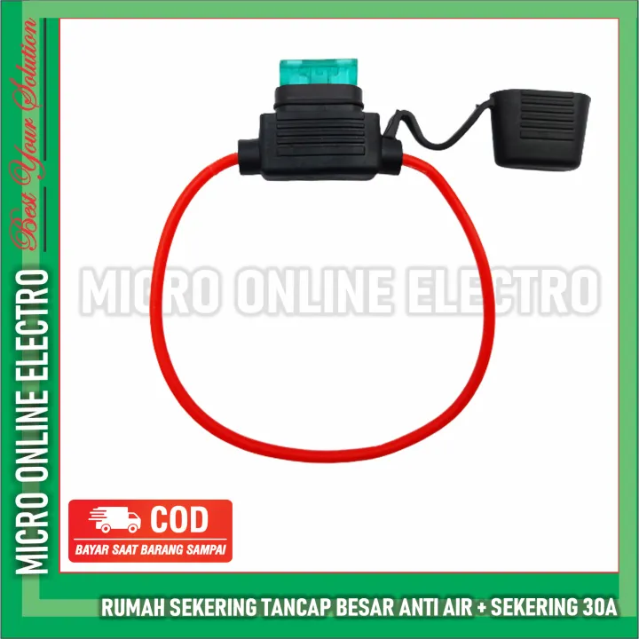 Fuse Holder Blade Besar Waterproof + Fuse 30 Ampere / Rumah Fuse Tancap ...