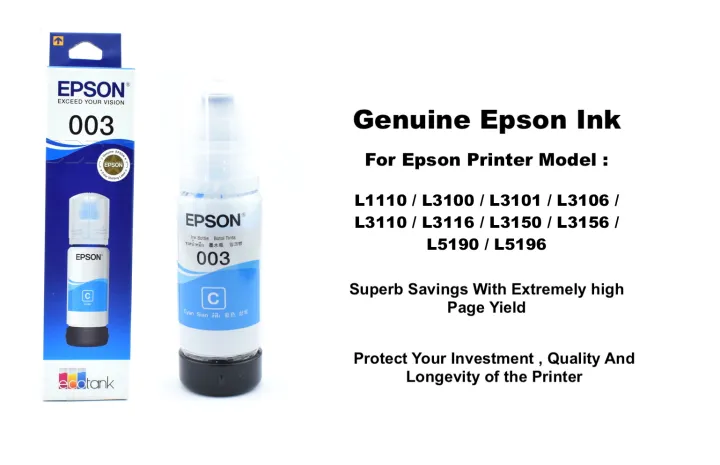 Epson Original ink 65ml Bottle for L1110 / 3100 / 3101 / 3110 / 3150 ...