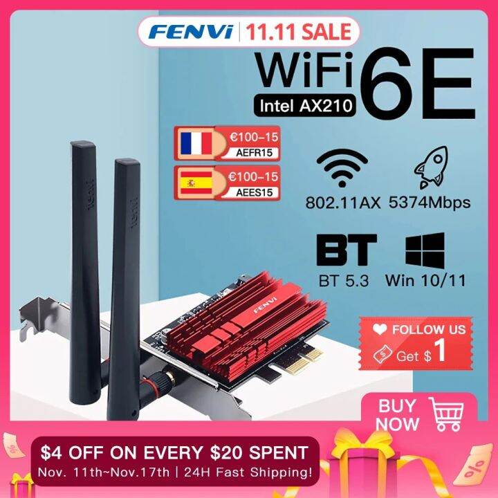 Official Shipment Fenvi Wi-Fi 6E 5374Mbps 802.11AX Intel AX210 Wireless Pcie Wifi Adapter 2.4G ...