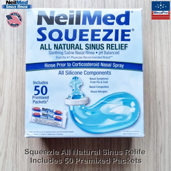 NeilMed® Squeezie All Natural Sinus Relief Includes 50 Premixed Packets ...