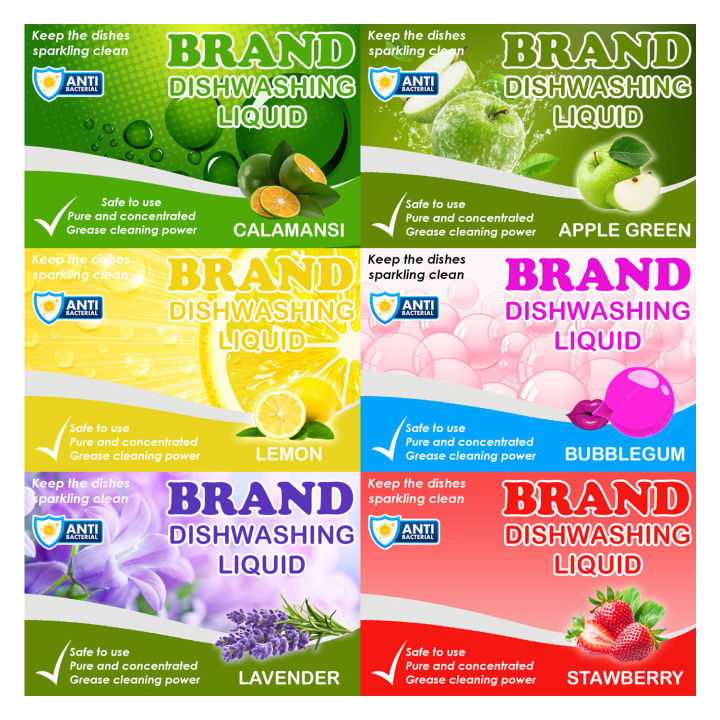 READY TO USE COSTUMIZED STICKER LABELS FOR DISHWASHING LIQUID(13PCS ...