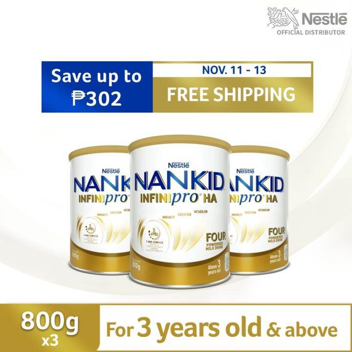 NANKID® Infinipro® HW Four Powdered Milk For Children Above 3 Years Old 2.4 kg [800g x 3 ...