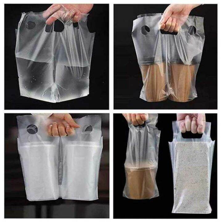 Take Out Plastic Bag for Milktea Iced Coffee Single Double 100pcs ...