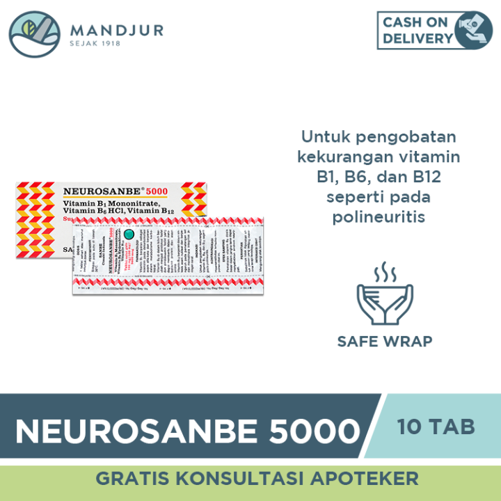 Neurosanbe 5000 10 Tablet - Vitamin B Kompleks Neurotropik | Lazada ...