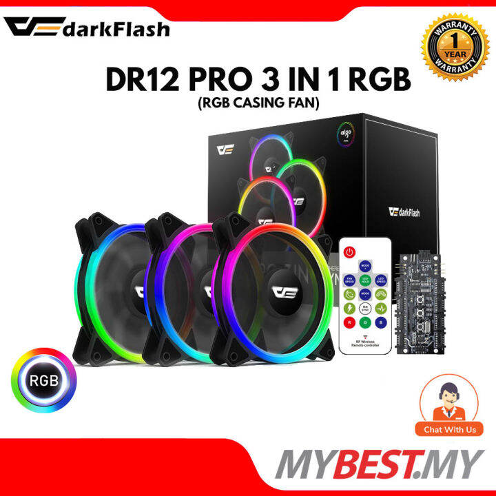 AIGO DR12 Pro 3-In-1 Double Ring RGB Chassis Fans with Controller [aRGB ...