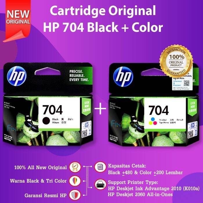 Cartridge HP 704 Black Ink CN692AA Tinta Printer 2010 K010 2060 K110 ...