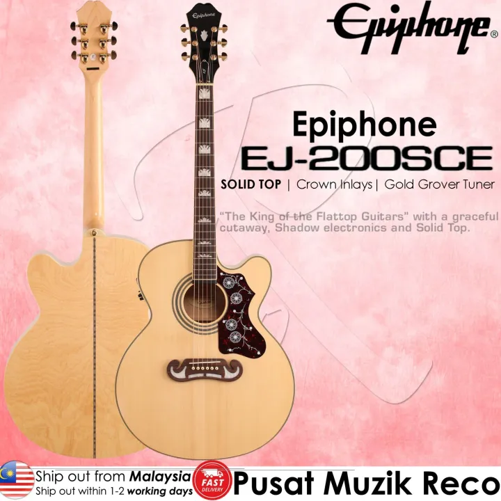 Epiphone EJ-200CE Solid Top Semi Acoustic Guitar - Natural (EJ200CE) | Lazada