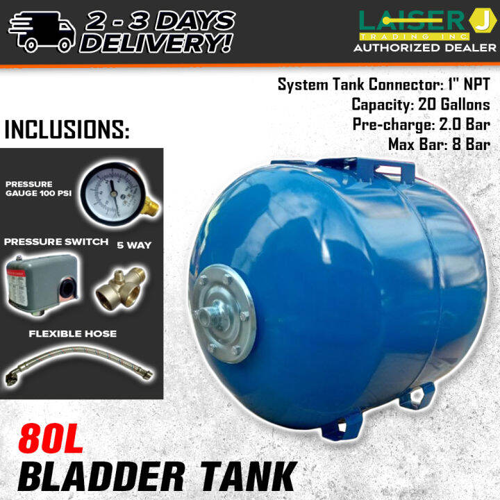 Bladder Tank Horizontal Type 20 Gallons 80Liters w/ Accessories | Lazada PH
