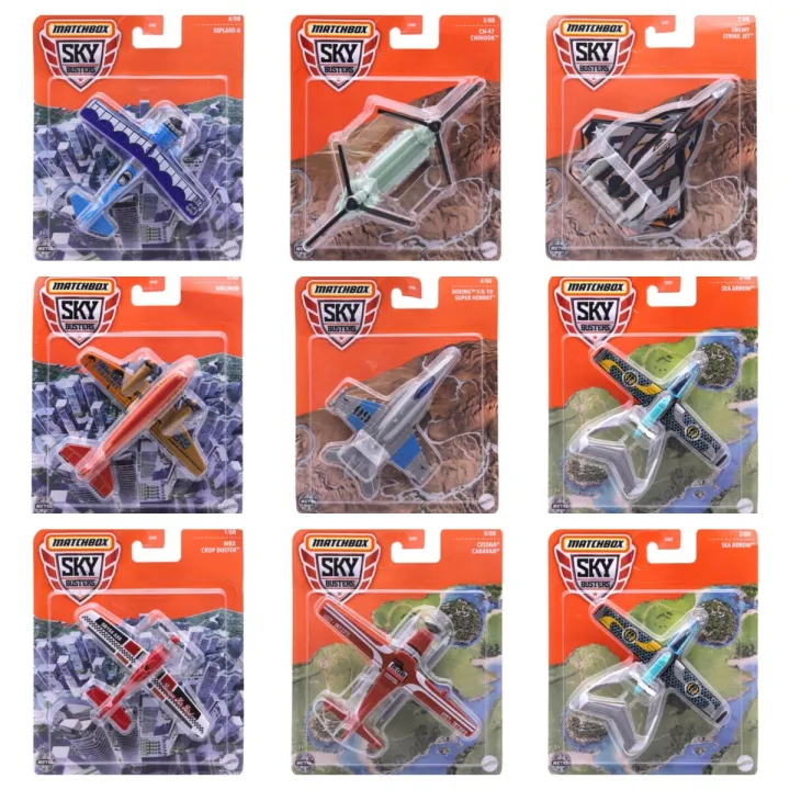 Matchbox Sky Busters Enemy Strike Jet Ch-47 Chinook Cessna Caravan Mbx ...