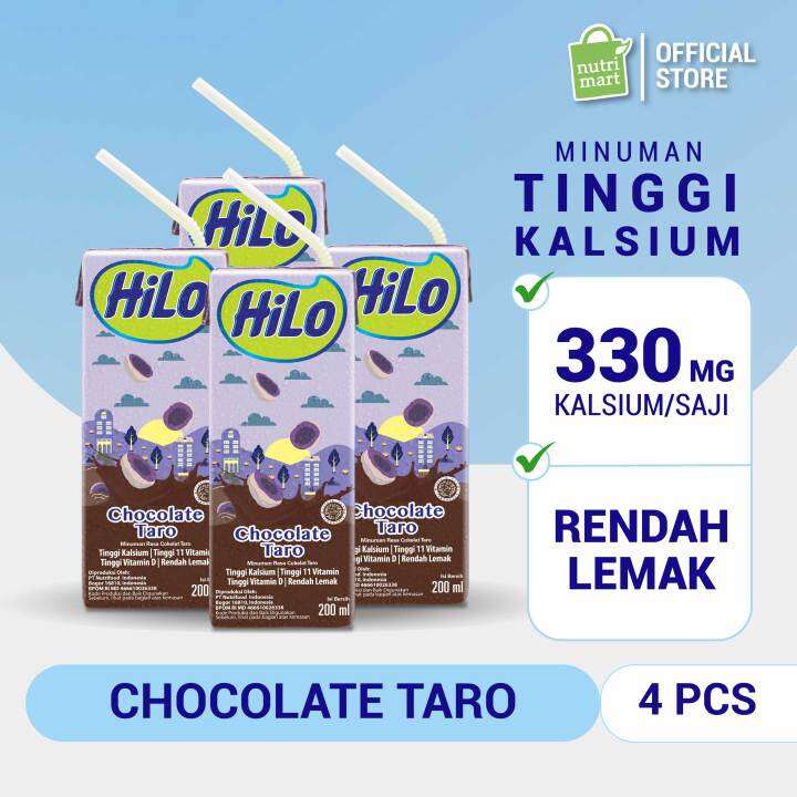 HiLo Chocolate Taro RTD 200ml x 4 tetrapack - Minuman Tinggi Kalsium ...