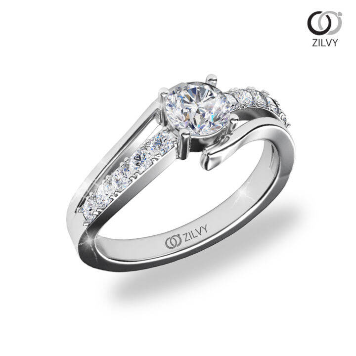 Zilvy - แหวนหญิงเพชรน้ำร้อย 0.50 กะรัต (GR666) | Lazada.co.th