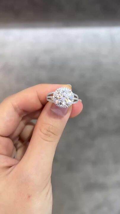 AIFAFA 5กะรัตจริง Moissanite แหวนสำหรับผู้หญิงเงาพลอย100 S925เงินบริสุทธิ์แต่งงานวงวิจิตรอัญมณี ...