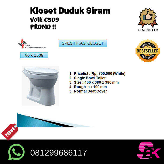 Kloset Duduk Siram Volk C509 | Lazada Indonesia