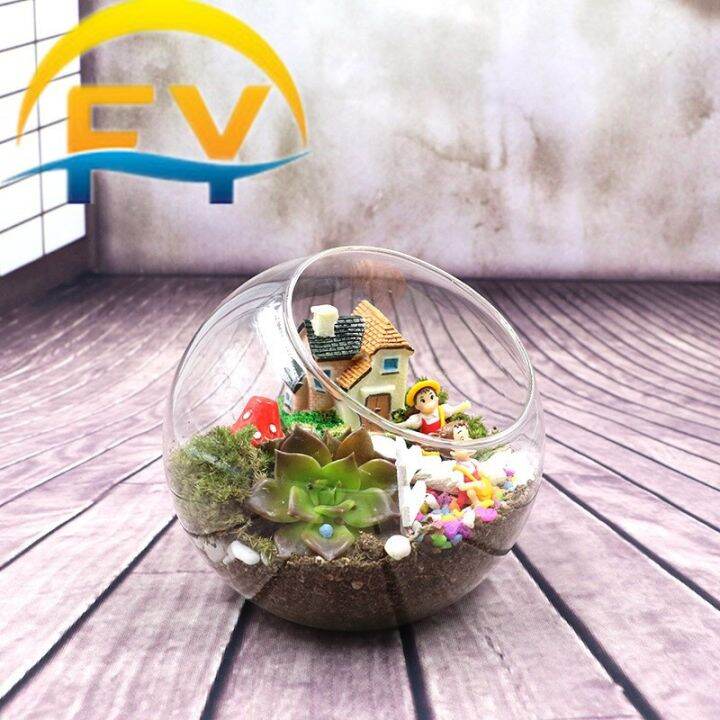 Slant Cut Round Glass for Terrarium Succulent Air Plant Display Bowl ...