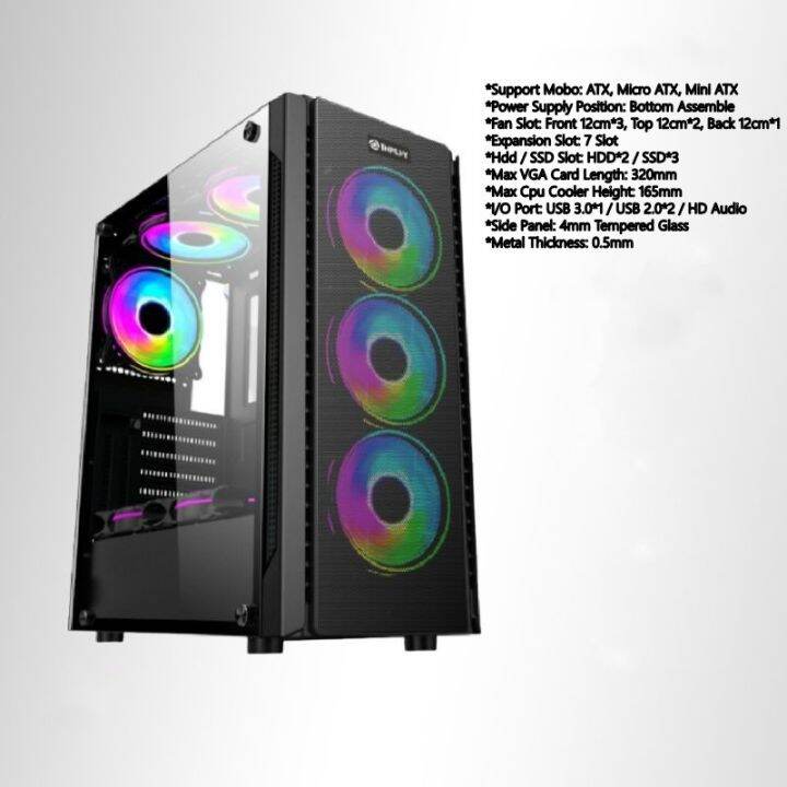 Inplay Meteor 05 Tempered Glass Gaming Desktop pc case Black | Lazada PH