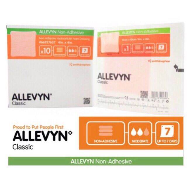 Allevyn Non-Adhesive Dressing แผ่นแปะแผลกดทับขนาด 10x10 ซม. (4x4 นิ้ว ...