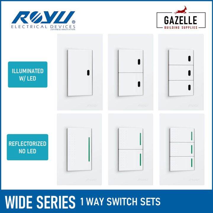Royu Wide Series 1 Way Switch Sets Reflectorized or w/ LED Switches ...