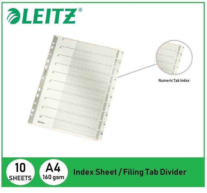 Leitz 4324 Index Cardboard with Numerical Tabs A4 5 Sheets - Made in ...