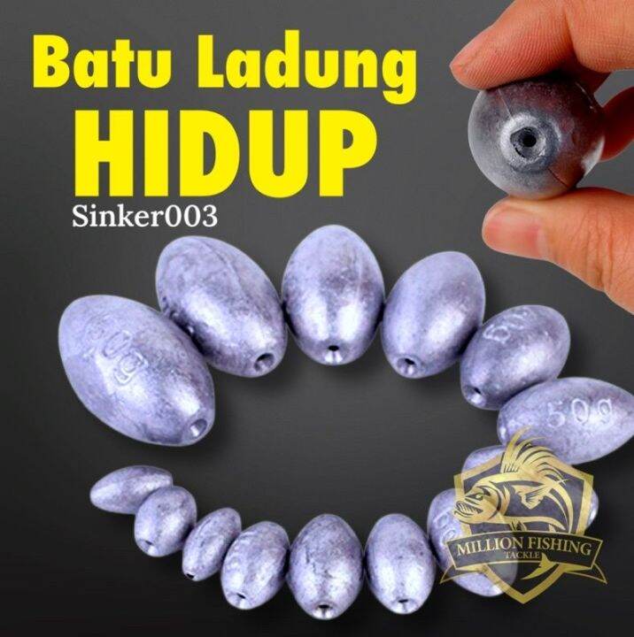 【Sinker003】Batu Ladung Hidup Pancing Laut / Sungai Fishing Sinker Bottom Lead Adjustable Egg ...
