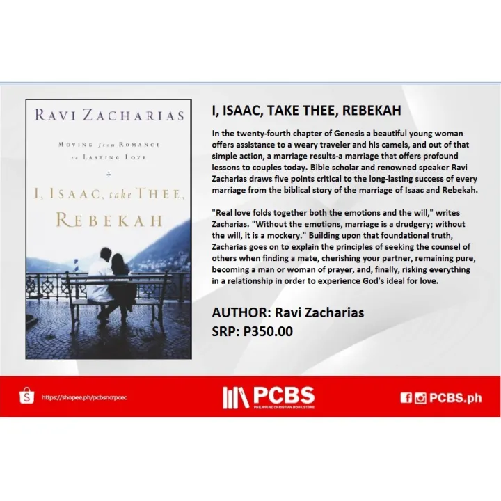 NU2PCBS I, Isaac, take Thee Rebekah by Ravi Zacharias ( 8.5 x 5.5 x 0.3 ...