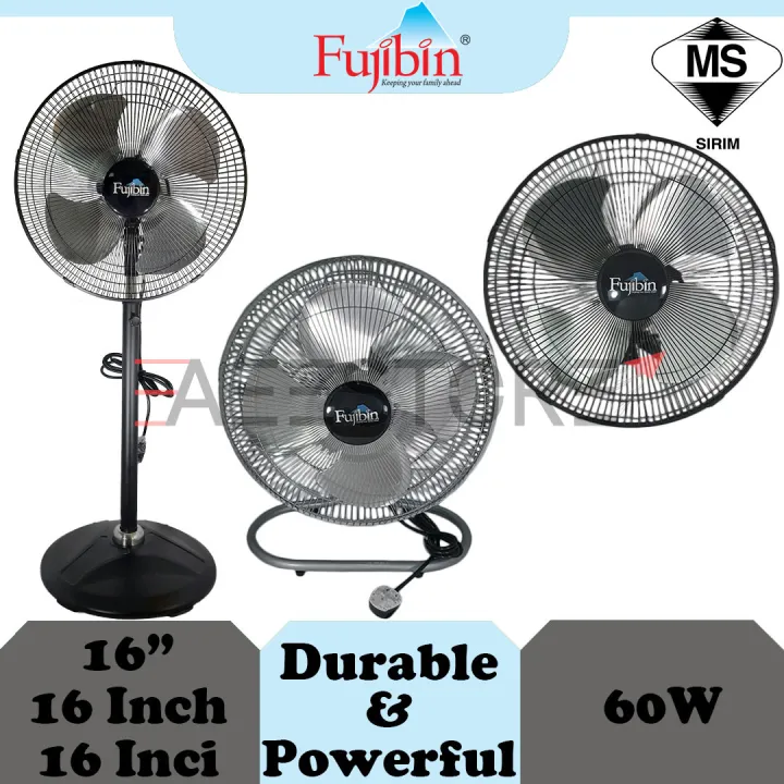 Fujibin 16 Inch Strong & Durable Floor / Stand / Wall Fan ( 60W ) 16 Inci / 16" Kipas Lantai ...
