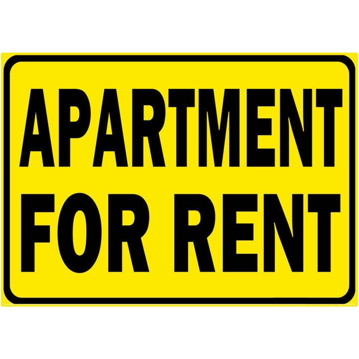 Apartment for Rent - Yellow - Laminated Signage Waterproof - A4 Size ...