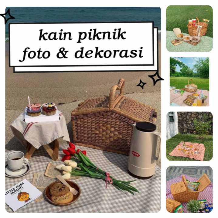 Tikar Alas Kain Piknik Motif Kotak-Kotak Estetik Ukuran 100X150 cm ...