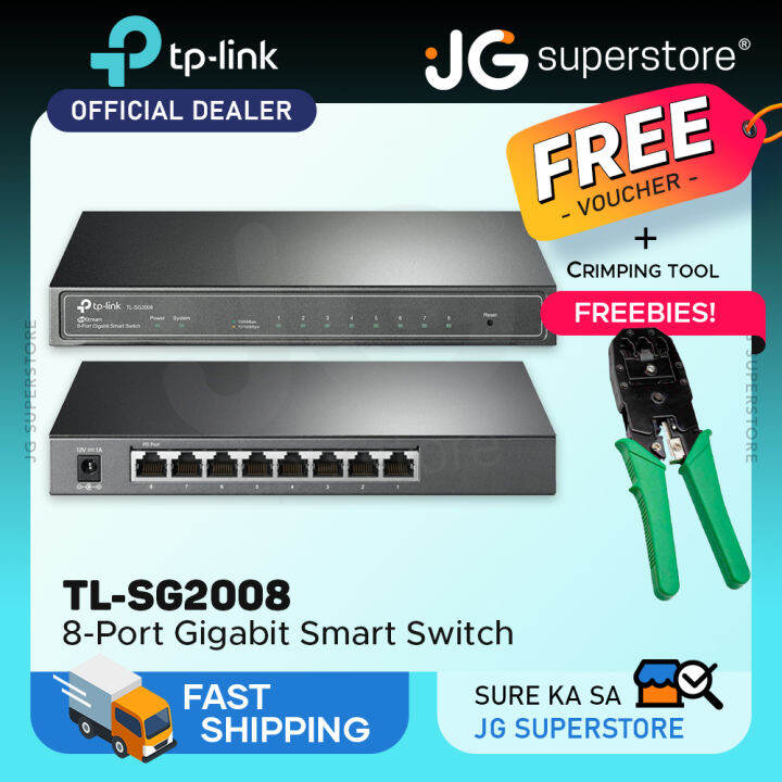 TP-Link TL-SG2008 8-Port Gigabit Smart Switch 8x RJ45 Ports, 1 PoE IN ...