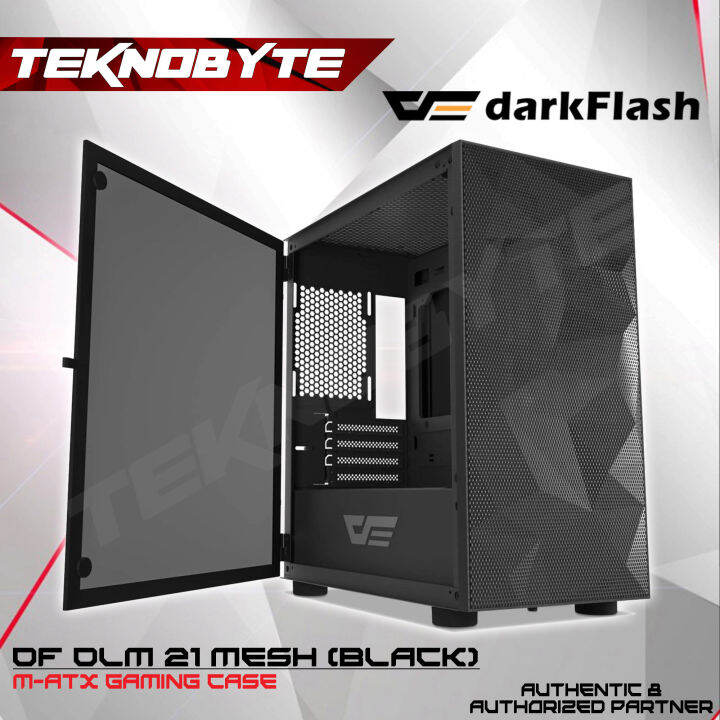 DarkFlash DLM 21 Black Mesh Front Door Opening of Tempered Glass M-ATX ...
