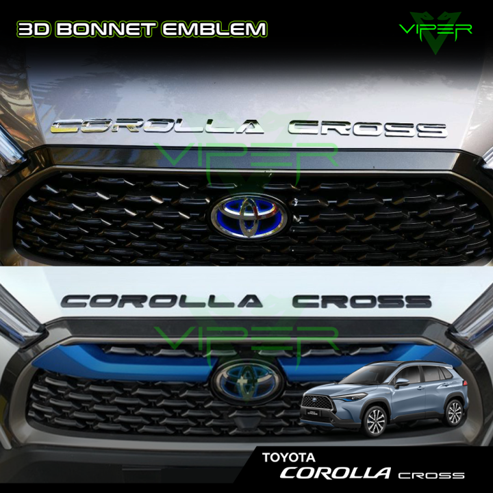 Toyota Corolla Cross 3D Bonnet Emblem Logo Chrome Matte Black ...