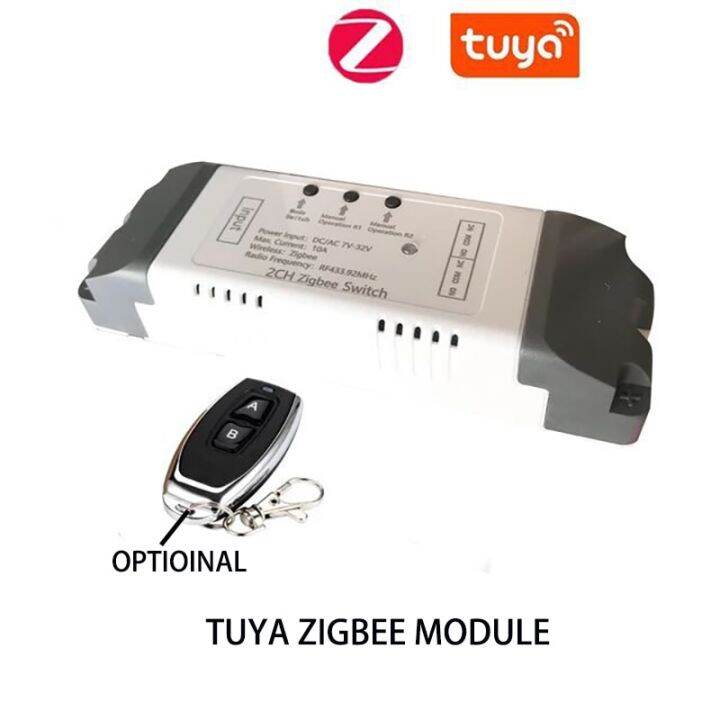 Tuya Zigbee Relay Module 2 Channels NO NC COM DC Input Optional Remote ...