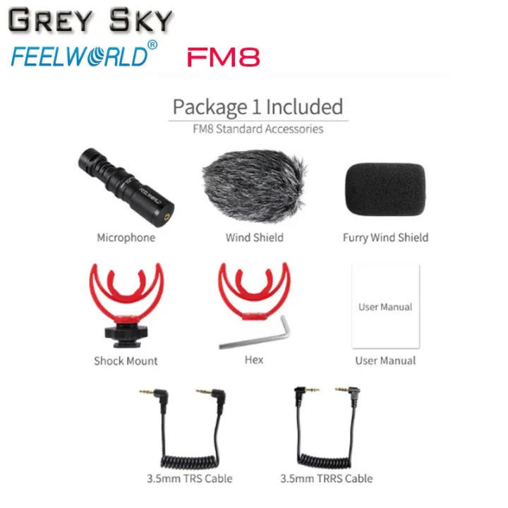 FEELWORLD FM8 Mini 3.5mm Condenser Phone Video Camera Interview ...