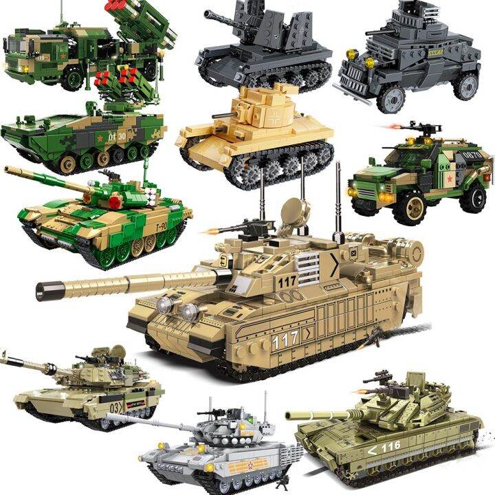 Military Panzer Tank Army Truck Vehicle Armored Car Building Blocks ...