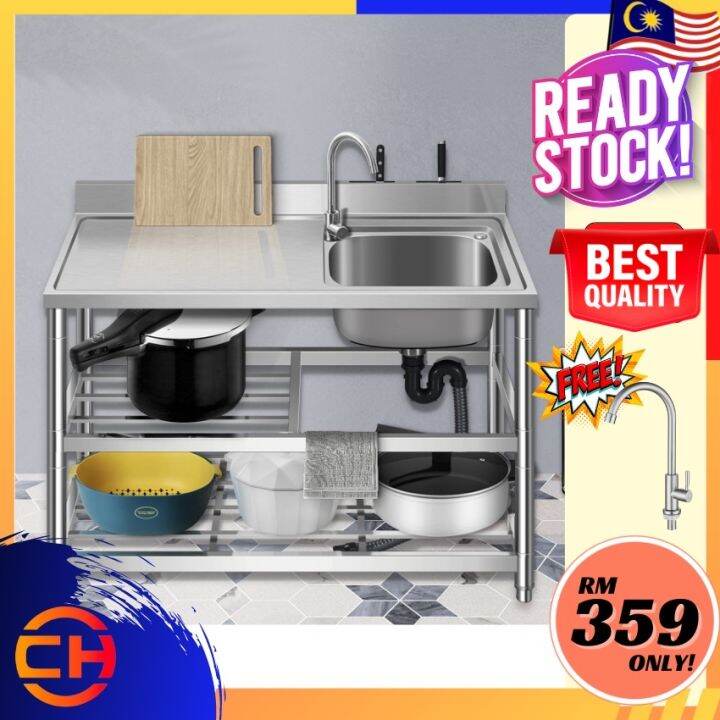 Stainless Steel Single Kitchen Sink With Stand Rak Sinki Singki Dapur ...