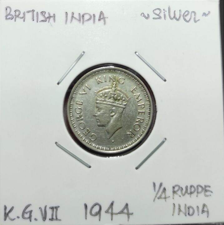 British India Old Silver Coin King George VI 1/4 Rupee Year 1944 | Lazada