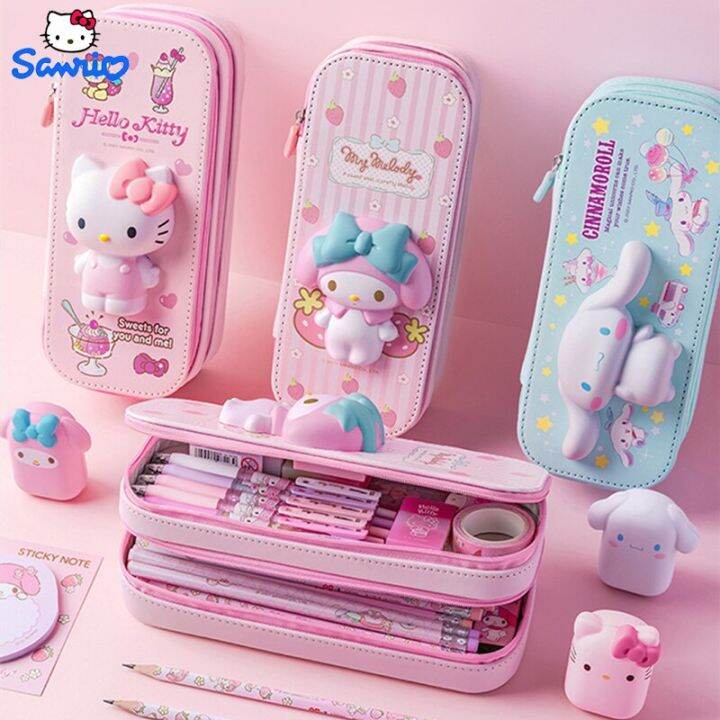 Kuromi Pencil Box Case Cartoon Cute Pencil Bag Kawaii Hello Kitty