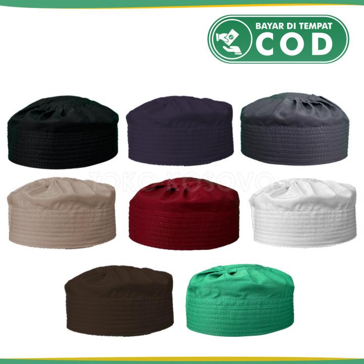 Peci Kopiah IJAZI Katun Polos Hijau Hitam Putih Abu Maroon Kopiah ...