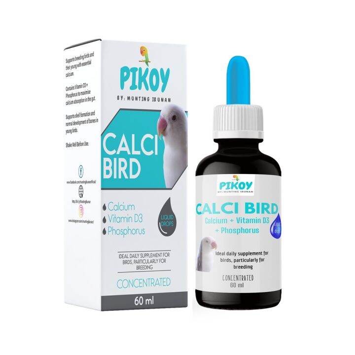 PIKOY CALCI BIRD Liquid Calcium Drops With Vitamin D3 & Phosphorus for ...
