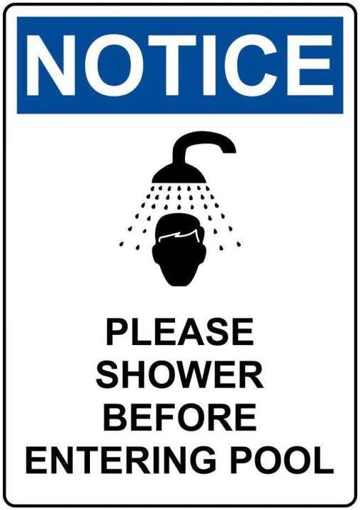 Notice Please Shower Before Entering Pool Osha Garage Decor Safety Sign ...